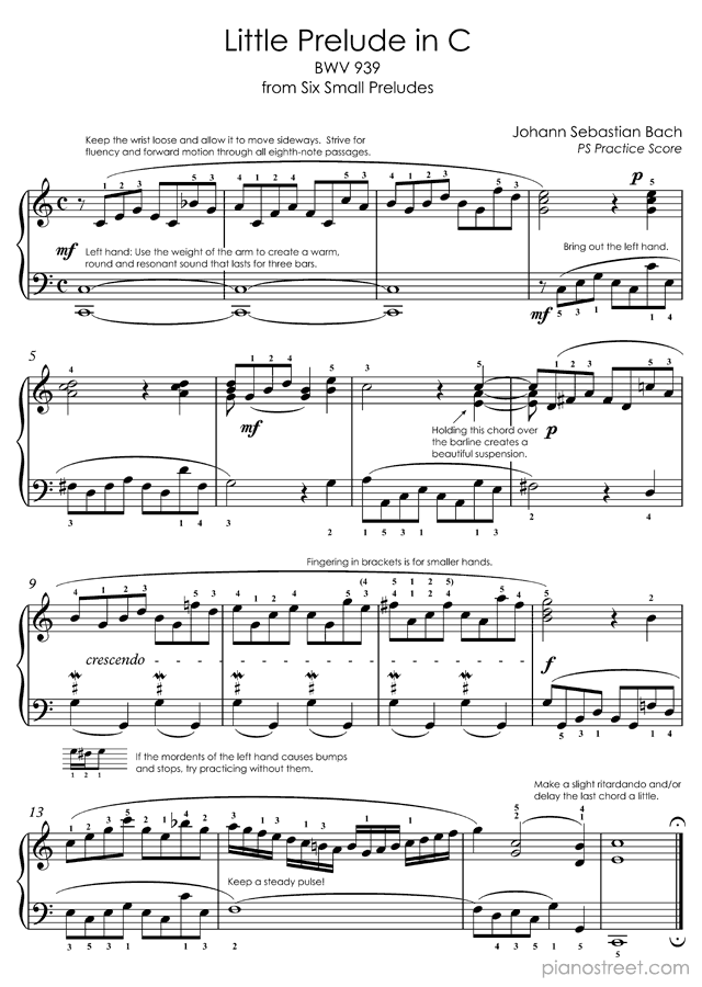 Bach: Small Prelude in C Major, - Sheet Music
